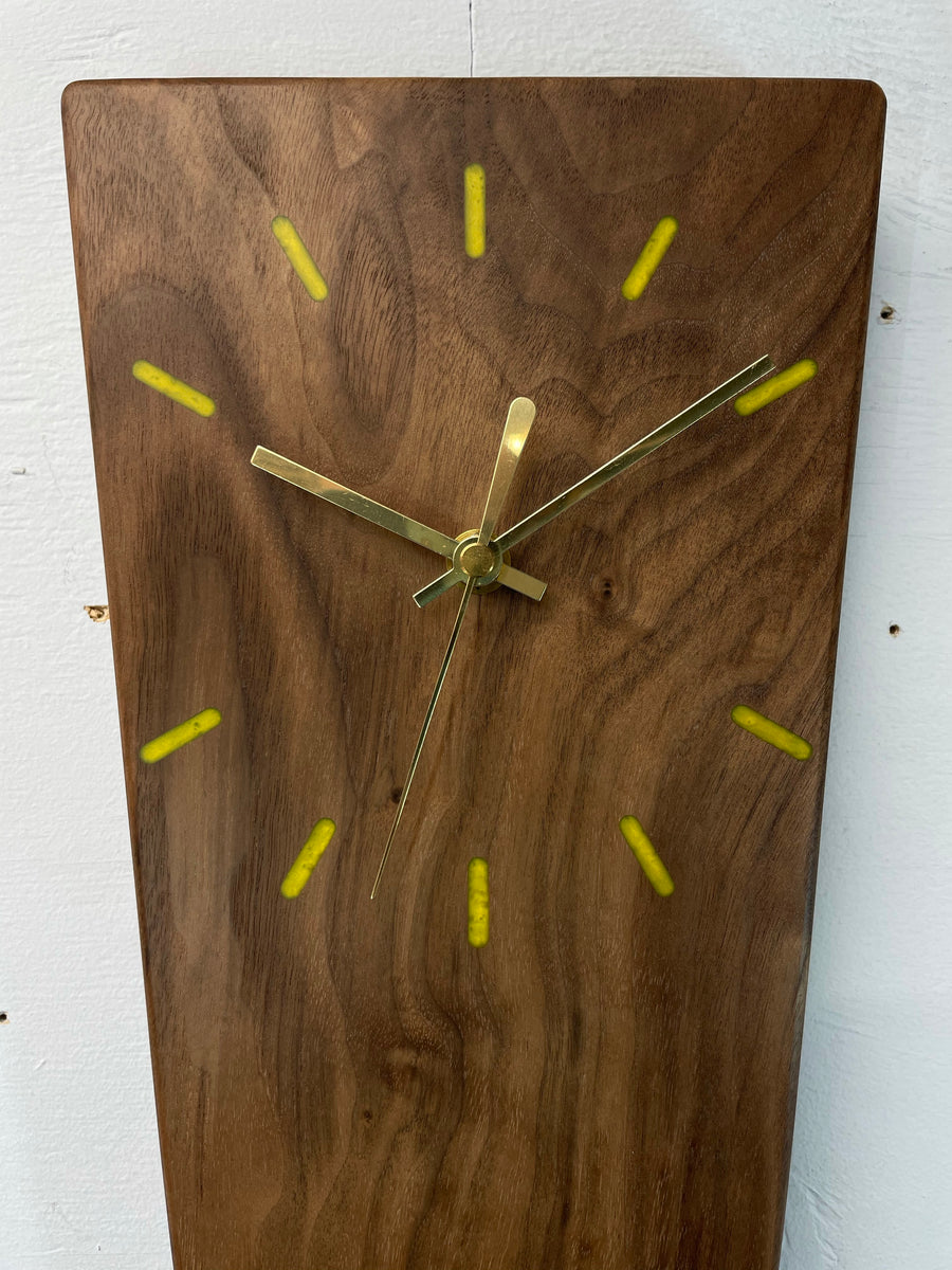 Black Walnut Long Narrow Modern Wooden Wall Clock – Martin Hooks ...