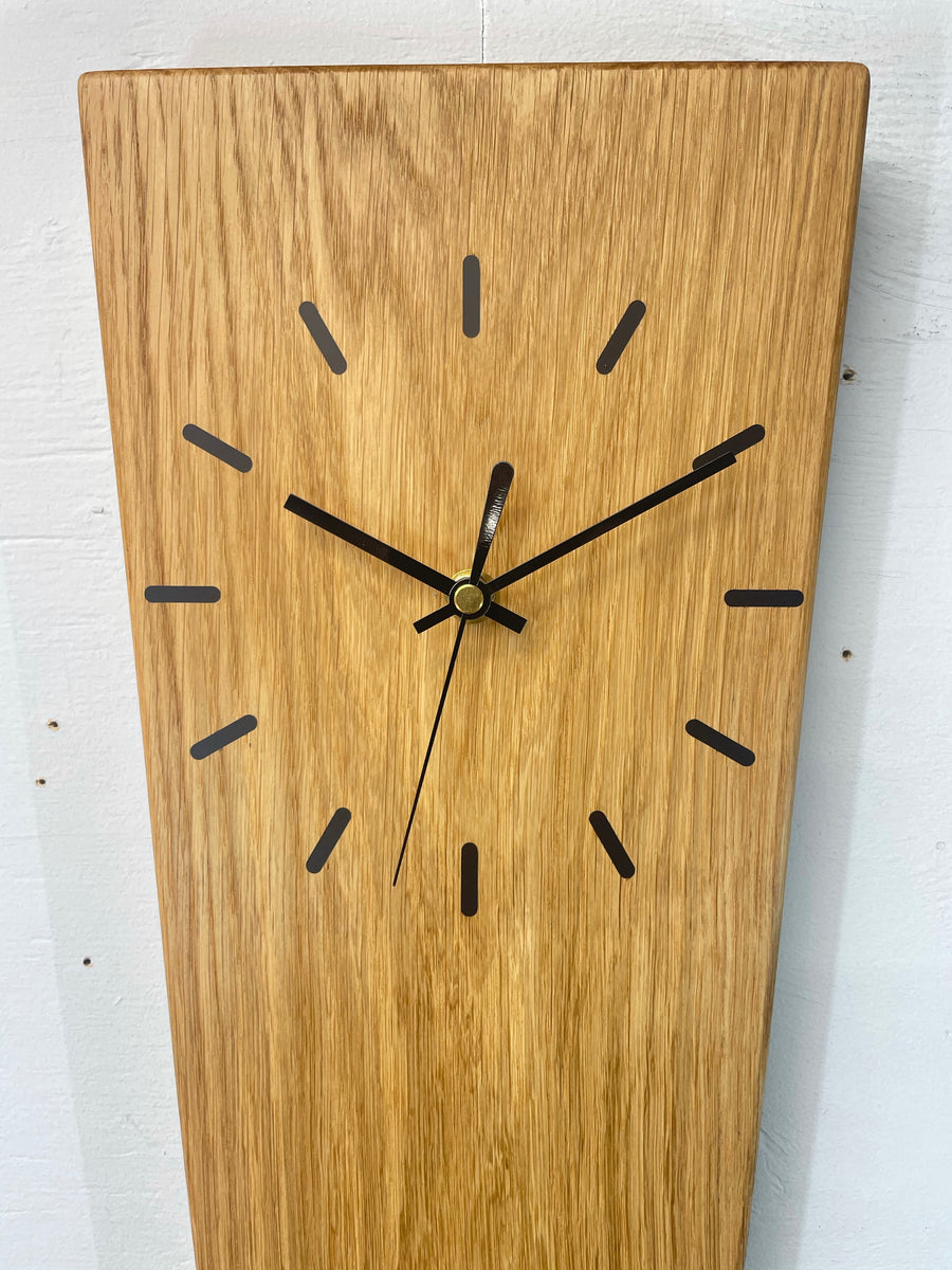 Long Narrow English Oak Wooden Wall Clock – Martin Hooks Bespoke Woodwork